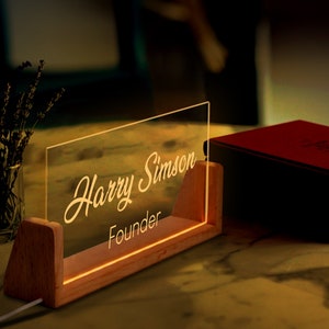 Personalized Desk Name Plate Led Light, Lighted Acrylic Nameplate ...