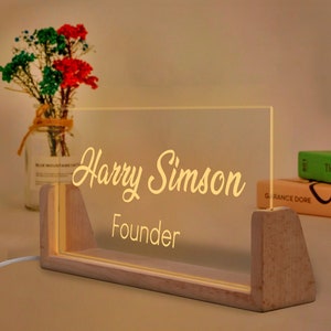 Personalized Desk Name Plate Led Light, Lighted Acrylic Nameplate ...