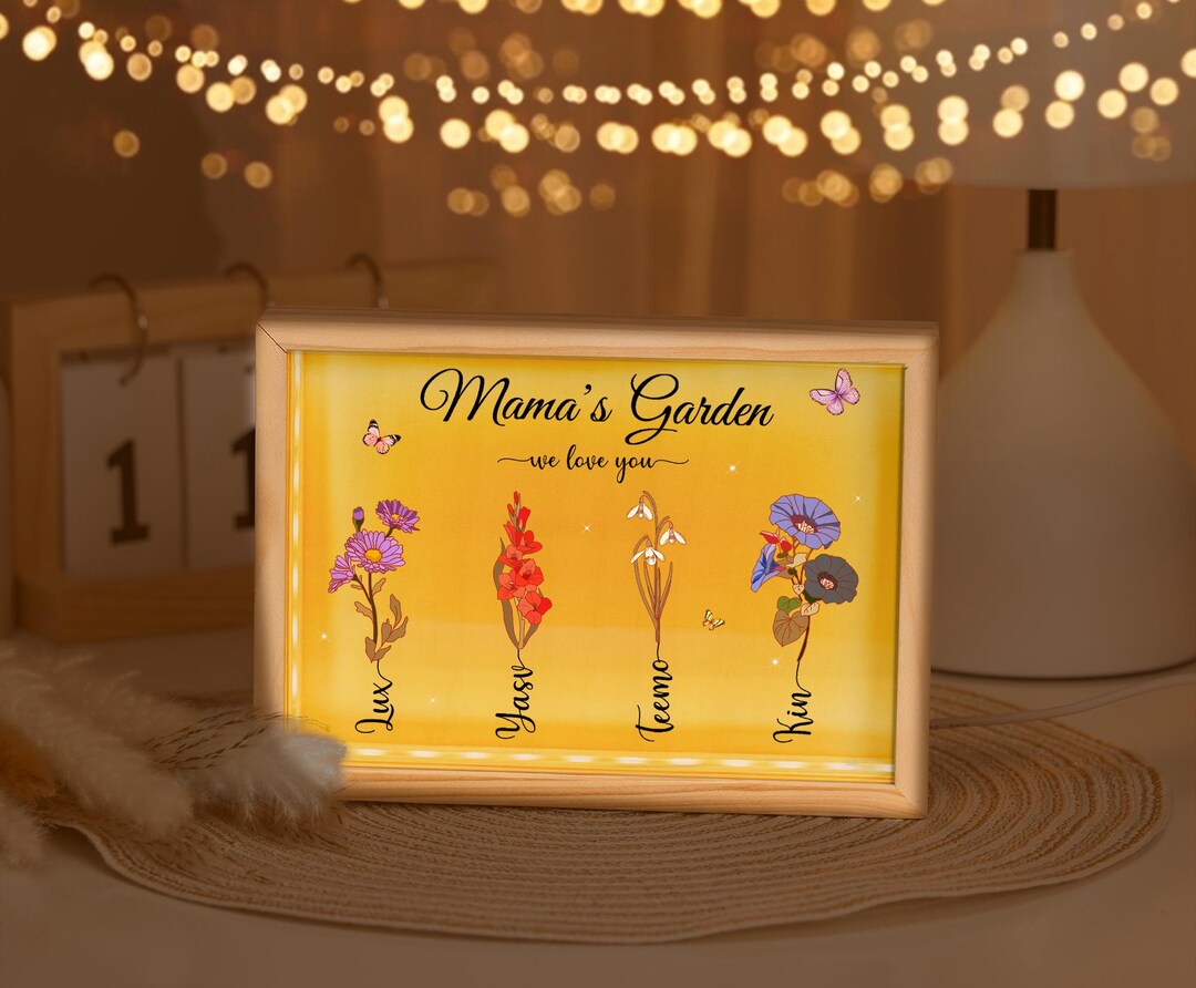 Customized Mom's Garden Night Light Box, Personalized Birth Month ...