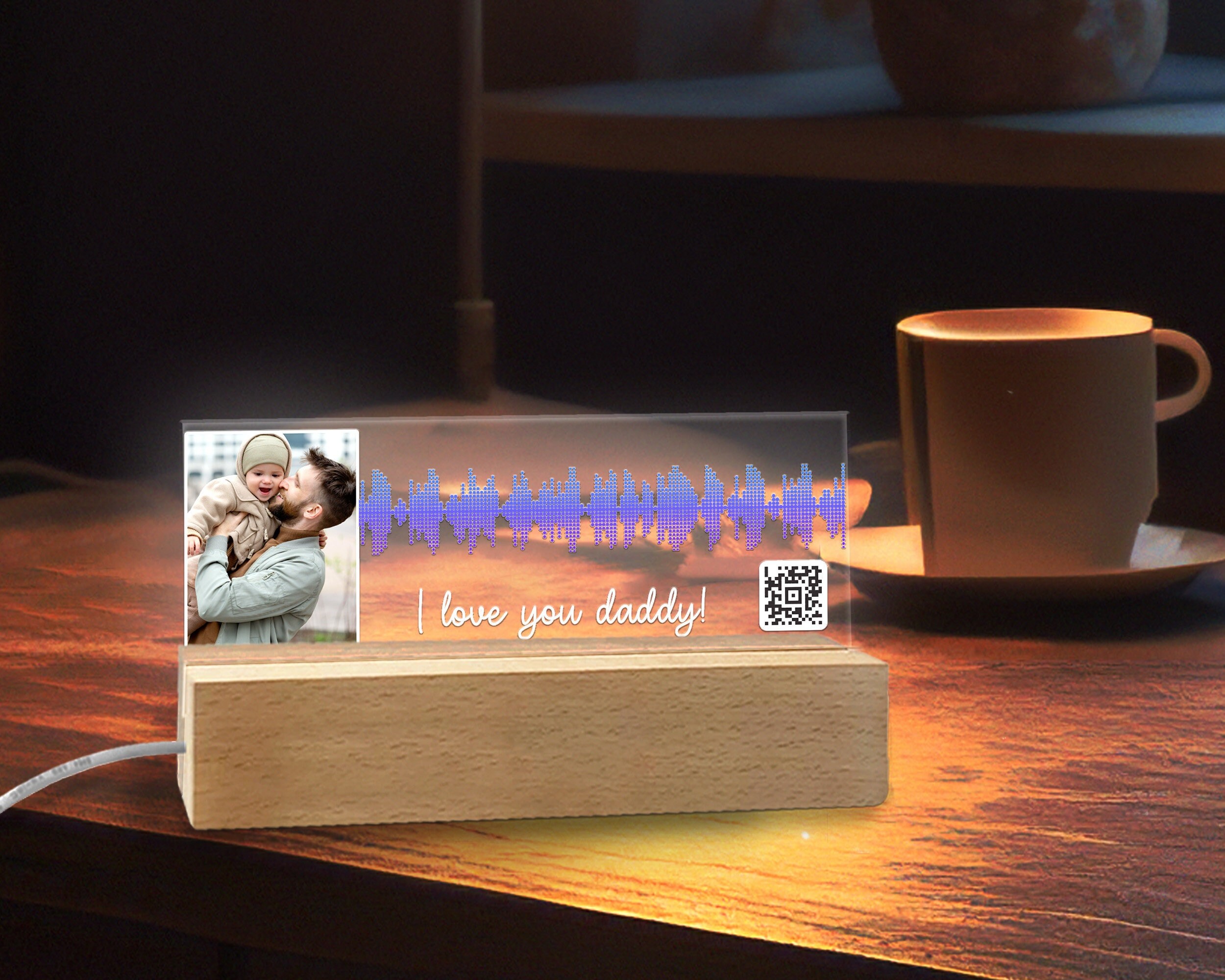 Personalized QR Code Song Night Light, Custom Dad Photo for Father's ...