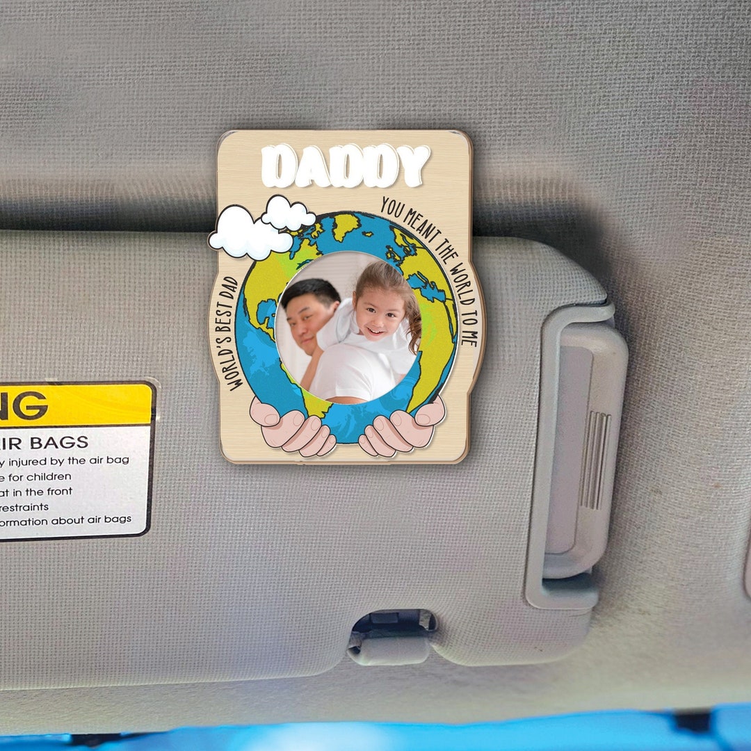 Custom Dad Photo Sun Visor Clip, Personalized Picture Visor Clip, Drive ...