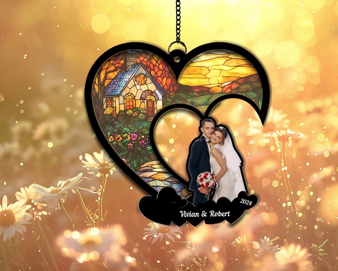 Personalized Wedding Suncatcher, Photo Suncatcher Decor, Anniversary ...