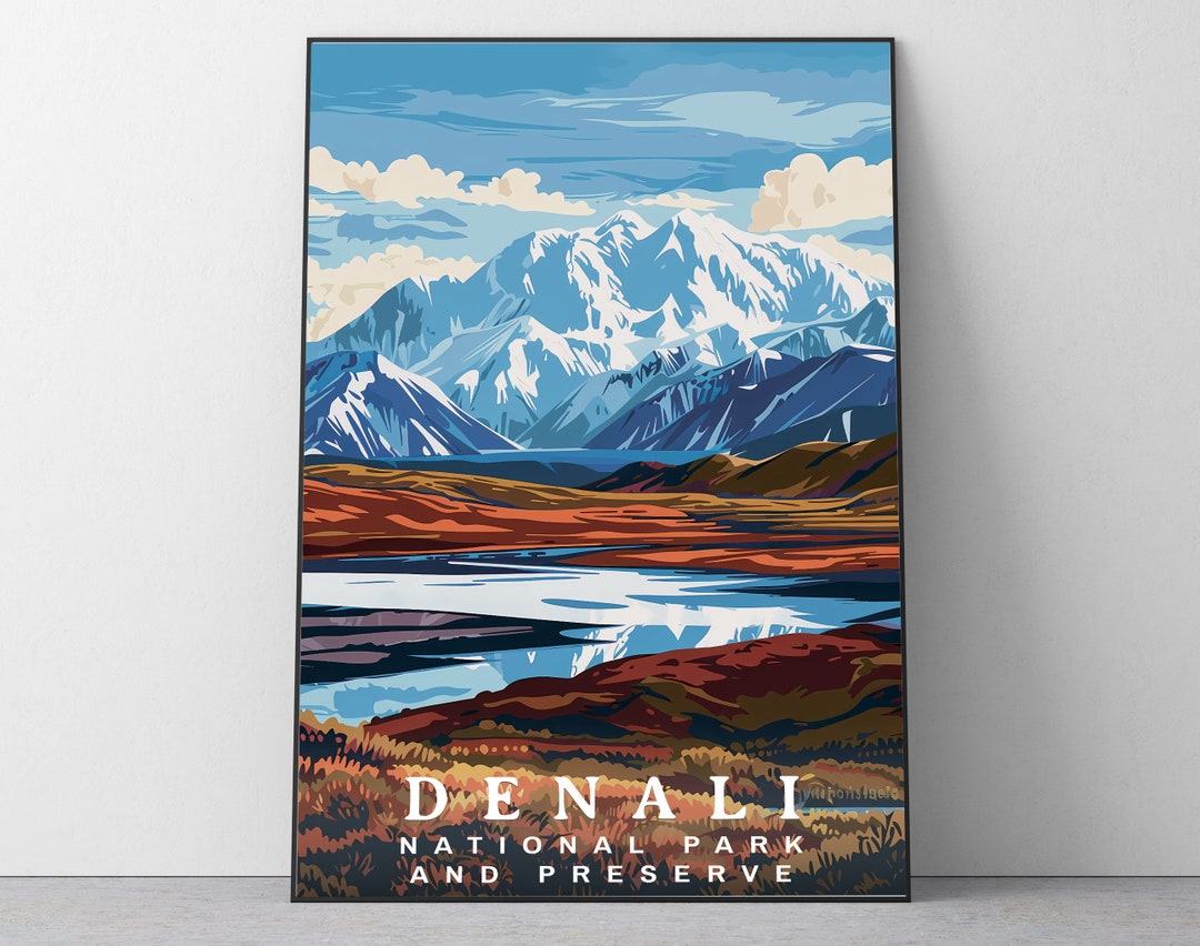 Denali National Park Poster, US National Park Poster, Denali Wall Art ...