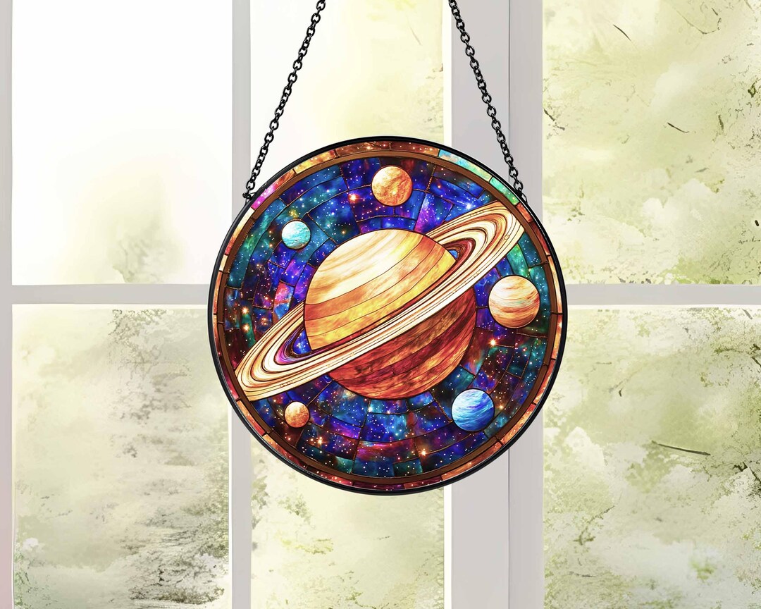 The Solar System Glass Suncatcher, Universe Suncatcher Decor, Science ...