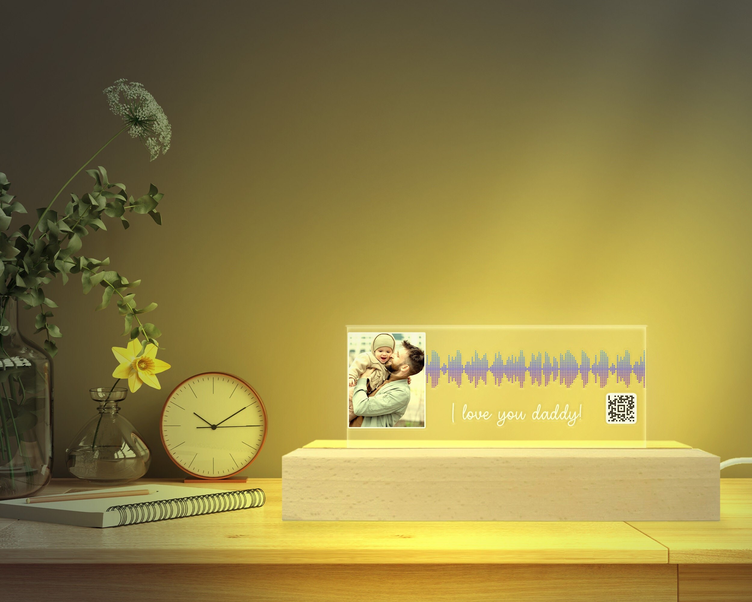 Personalized QR Code Song Night Light, Custom Dad Photo for Father's ...