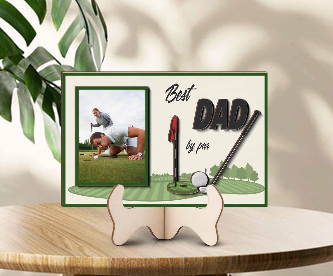 Best Dad by Par Sign, Personalized Photo Golf Sign, Golfer Wood Sign ...
