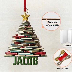 Personalized Name Book Ornament, Book Ornament for Christmas Tree, Book ...