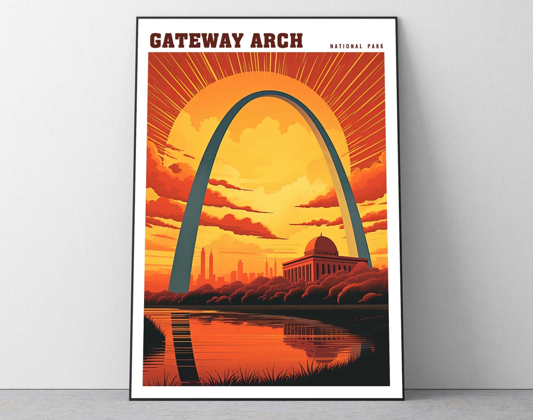 Gateway Arch Vintage Style National Park Poster, Saint Louis Missouri ...