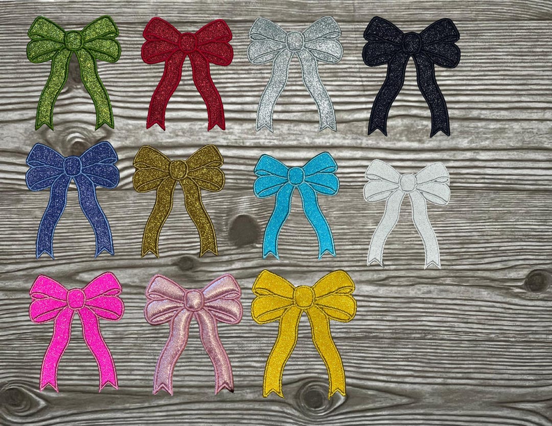 Glitter Bow Iron on Patch 4x3 - Etsy