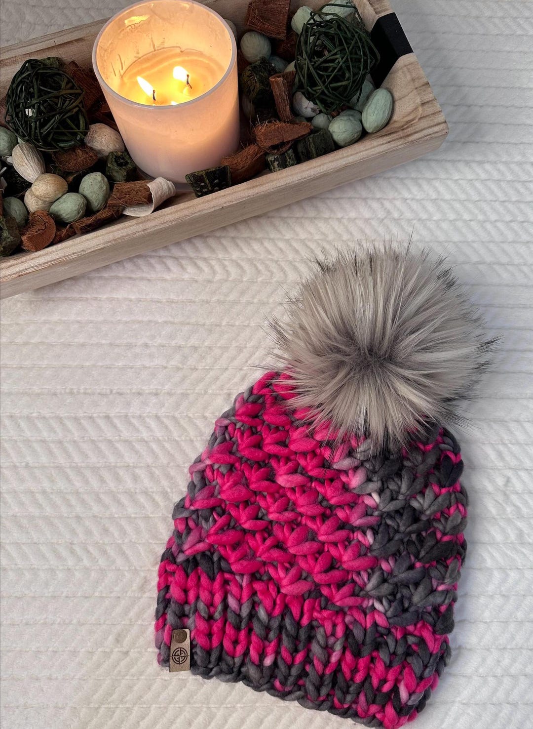 Women's Knitted Crush Hat, 100% Merino Wool Beanie With Removable ...