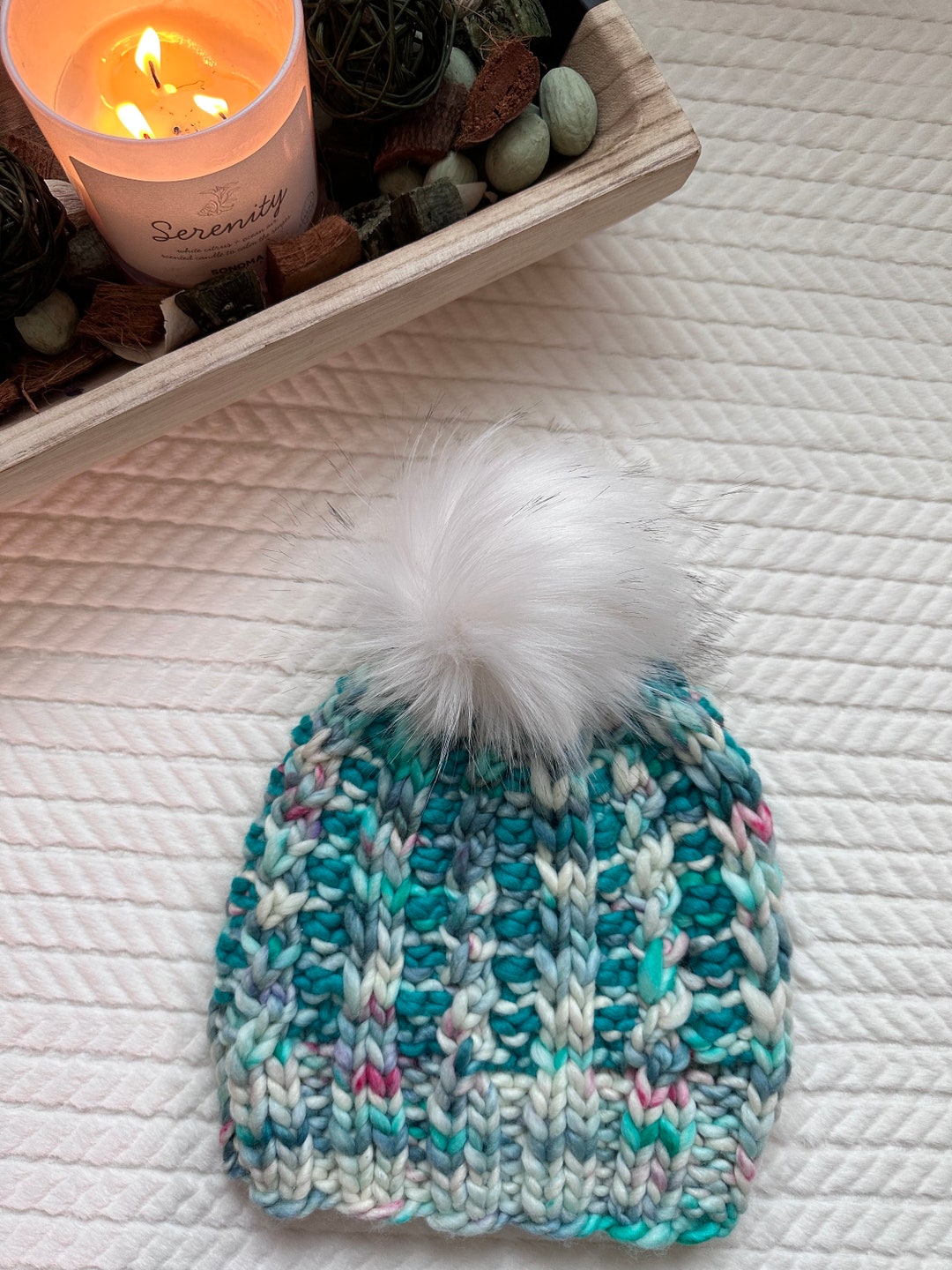 Women's Knitted Toque, 100% Merino Wool 2 Colored Luxury Knit Beanie ...
