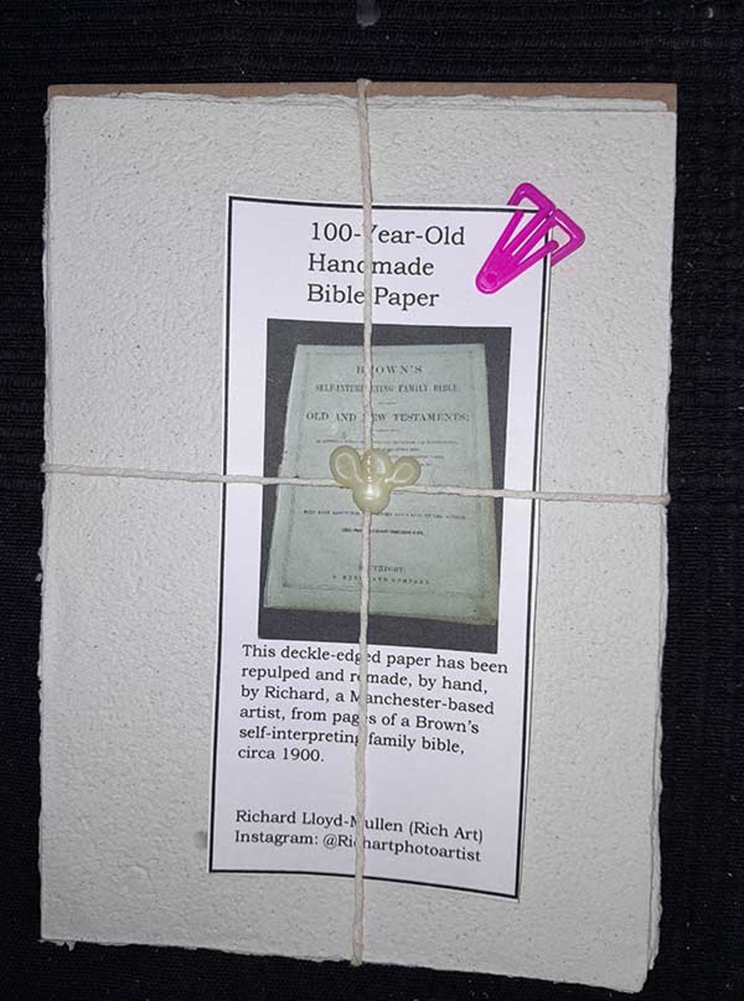 Handmade Paper. 100 Years Old. Antique Bible Paper. Recycled Repulped ...