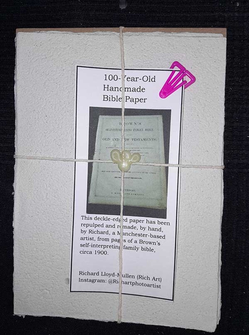 Handmade Paper. 100 Years Old. Antique Bible Paper. Recycled Repulped ...