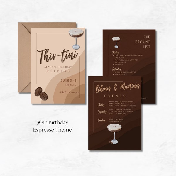 30th Birthday Banner Decorations, Espresso Martini Theme, Editable ...