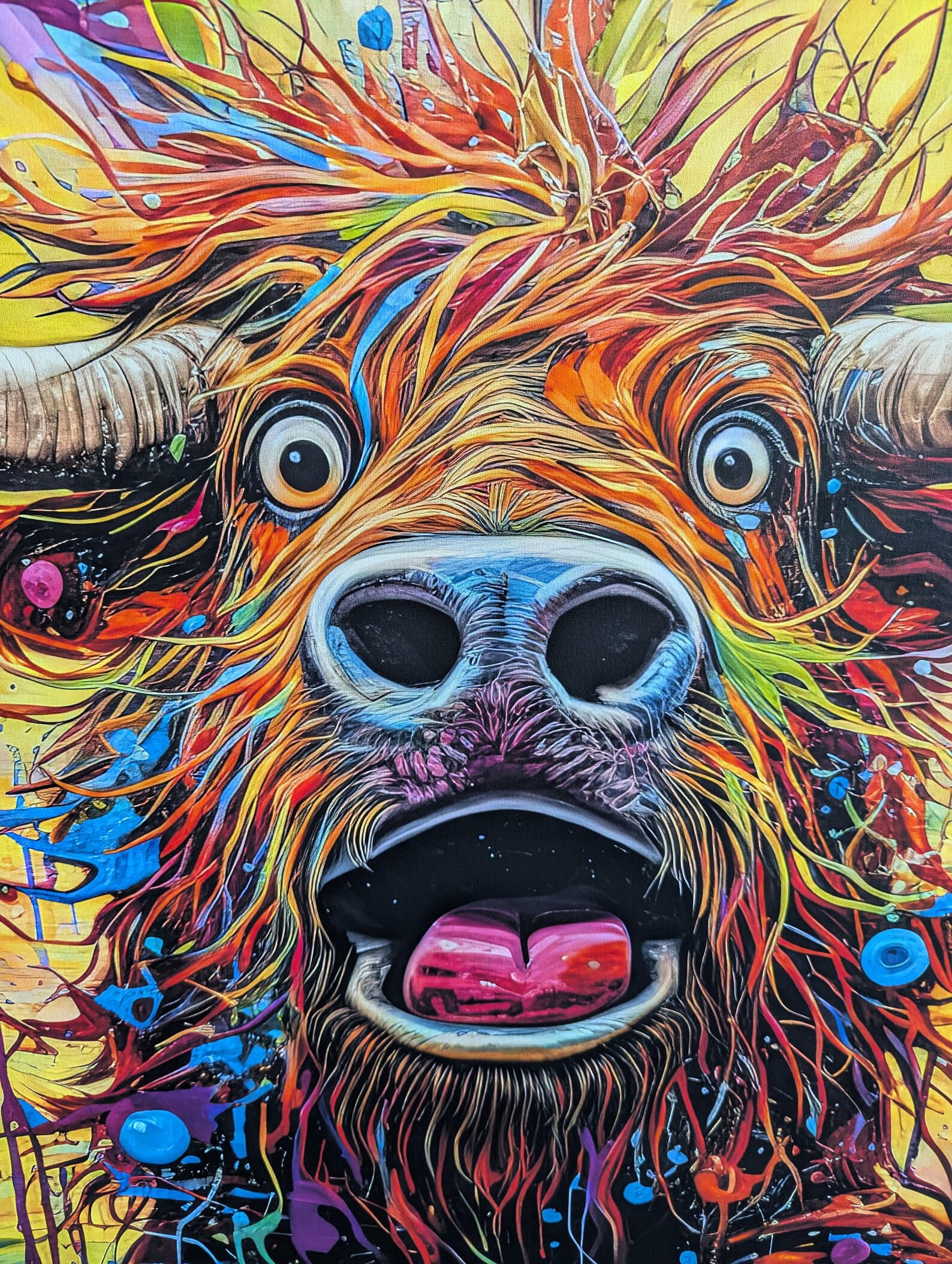 Rainbow Highland Cow Tripping Balls, Framed Canvas Print - Etsy
