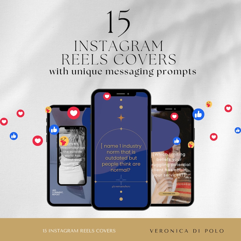 Reels Covers Aesthetic | Blue & Gold Instagram Reels Cover | IG Stories ...