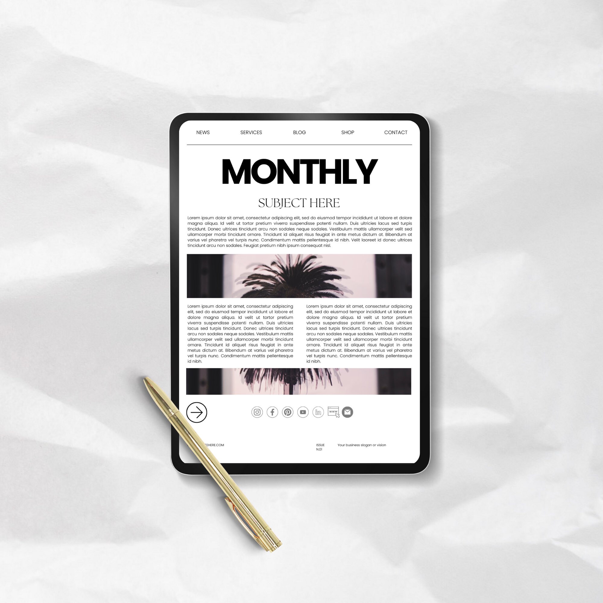 Printable Newsletter Template Monthly & Weekly Newsletter Templates ...