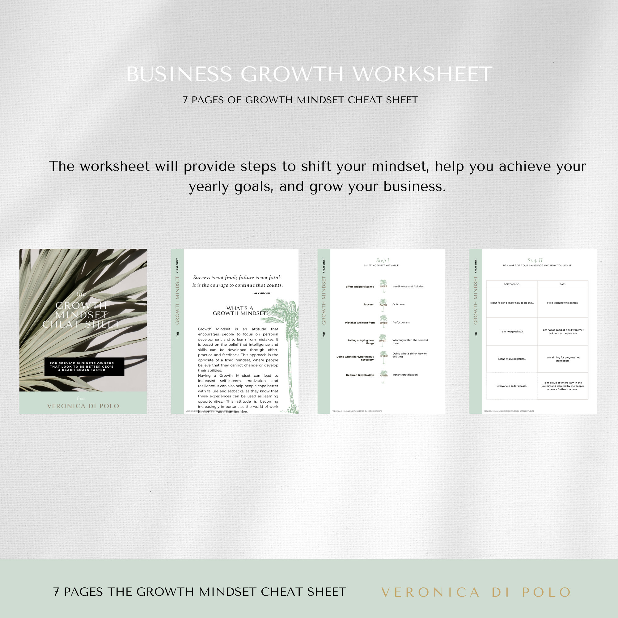 Growth Mindset Worksheet for Coaches & Entrepreneurs 2023 Business ...