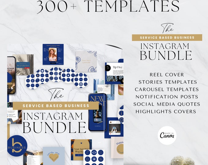 Instagram Template Canva | Navy Gold | Business Instagram Posts ...
