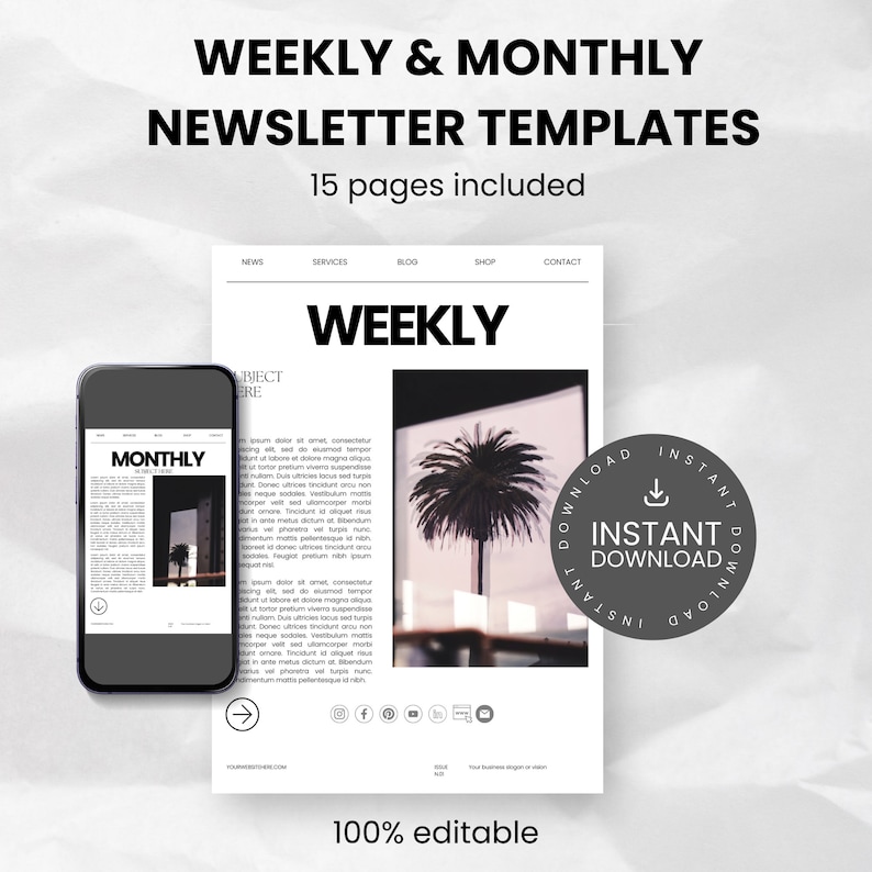 Printable Newsletter Template | Monthly & Weekly Newsletter Templates ...