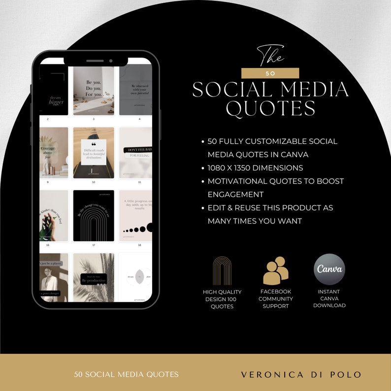 50 Social Media Quotes Pack Digital Quote Templates Social Media ...