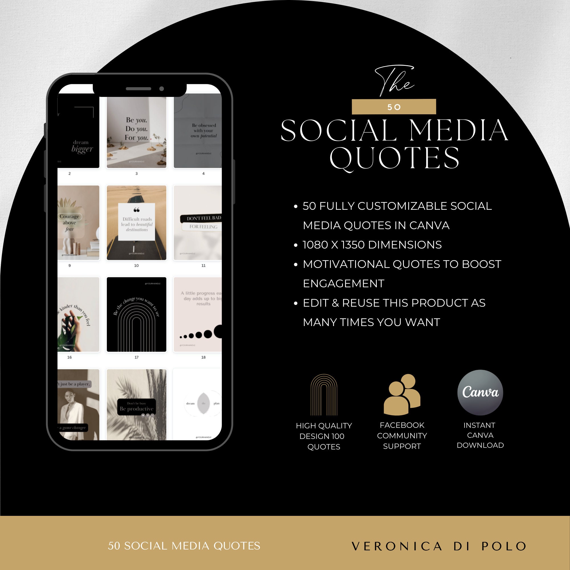 50 Social Media Quotes Pack Digital Quote Templates Social Media ...