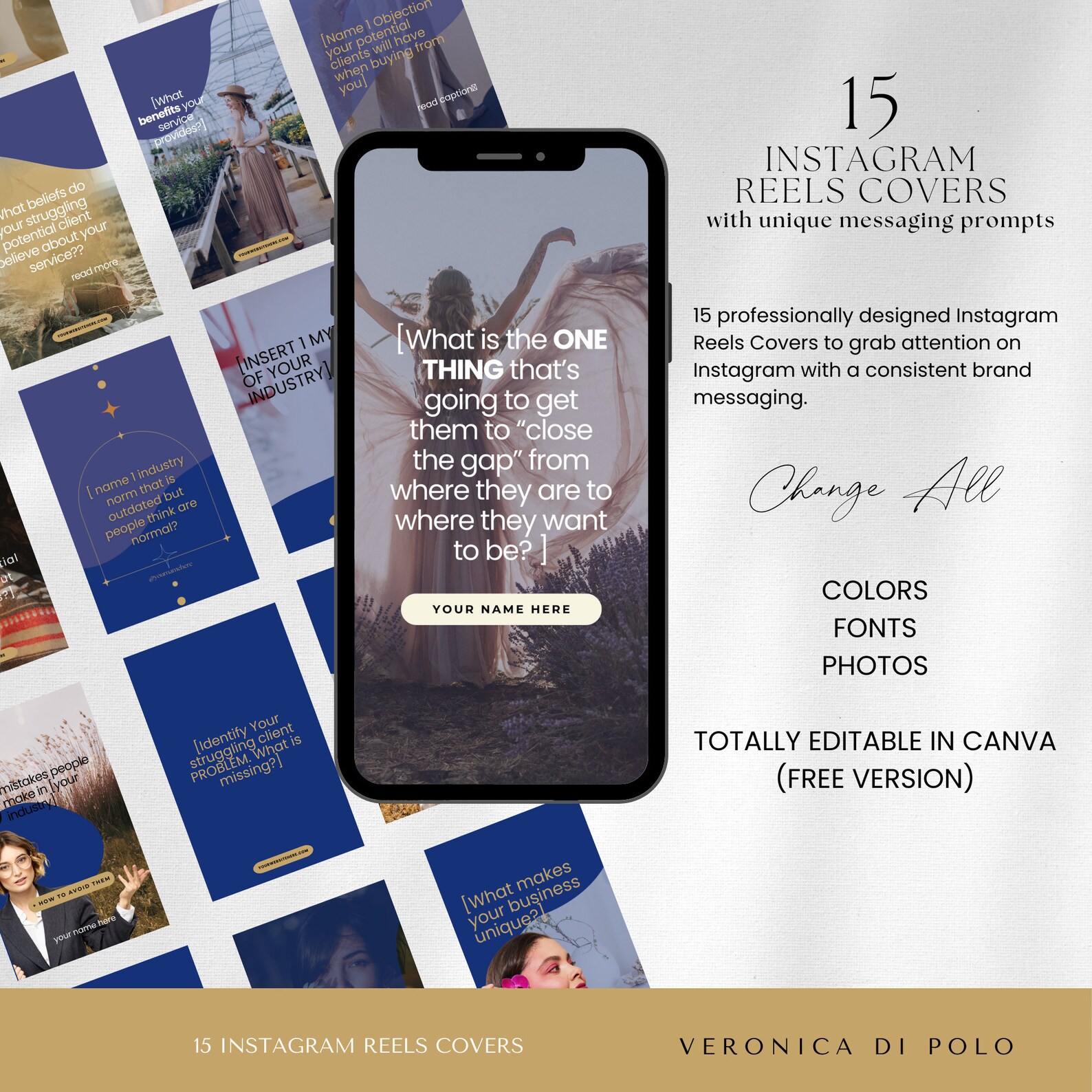 Reels Covers Aesthetic | Blue & Gold Instagram Reels Cover | IG Stories ...