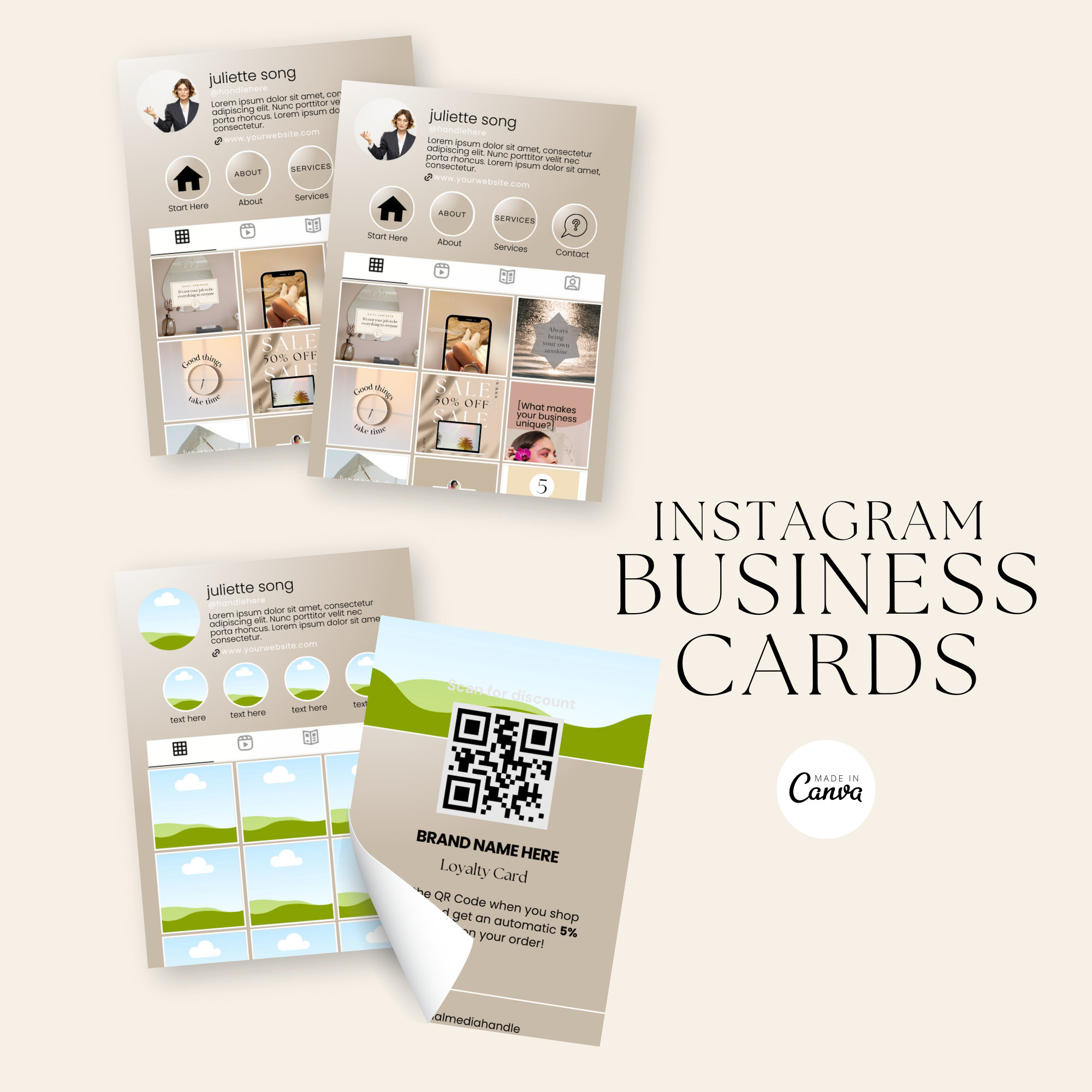 Instagram Business Card 2023 | DIY Canva Business Card Template Design ...