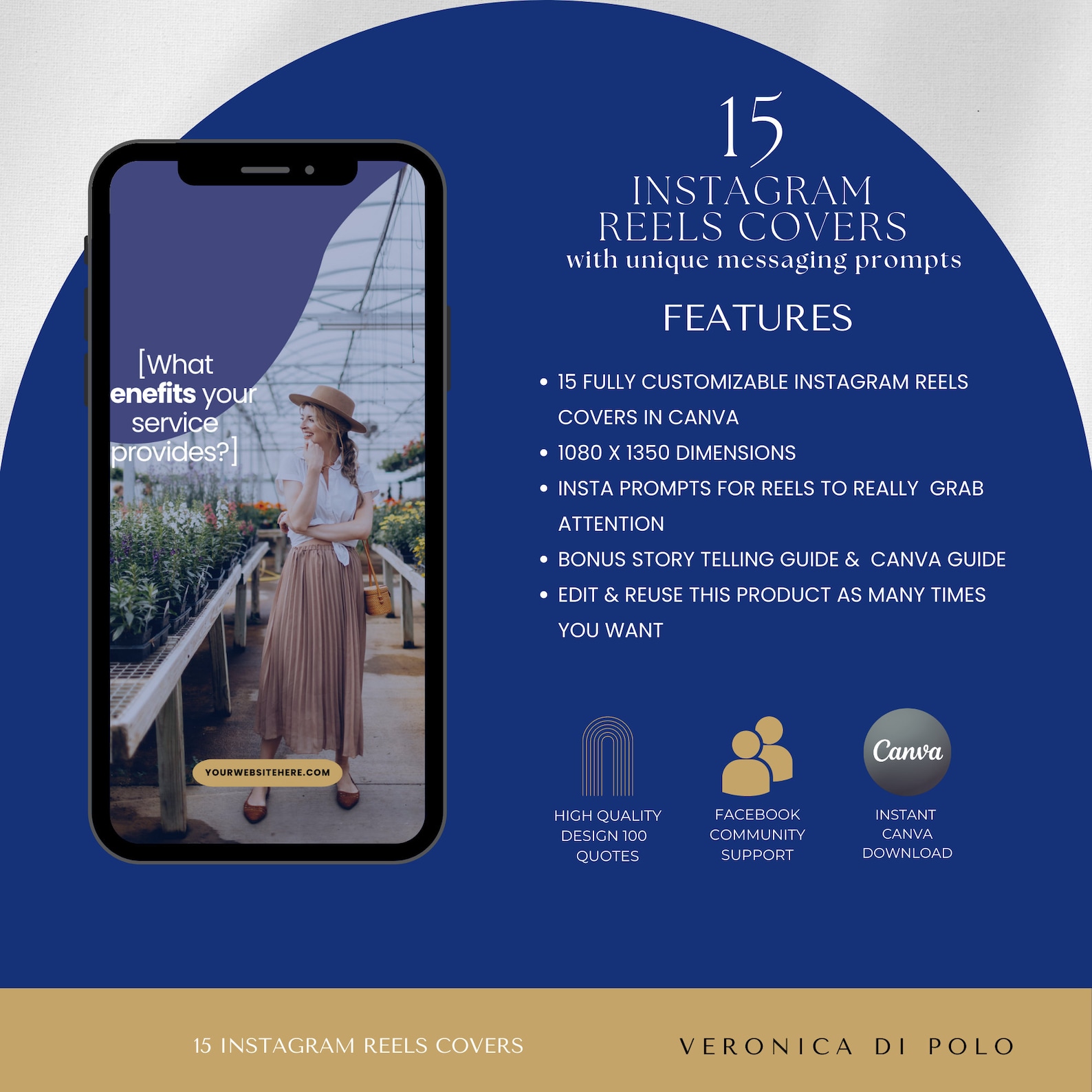 Reels Covers Aesthetic | Blue & Gold Instagram Reels Cover | IG Stories ...