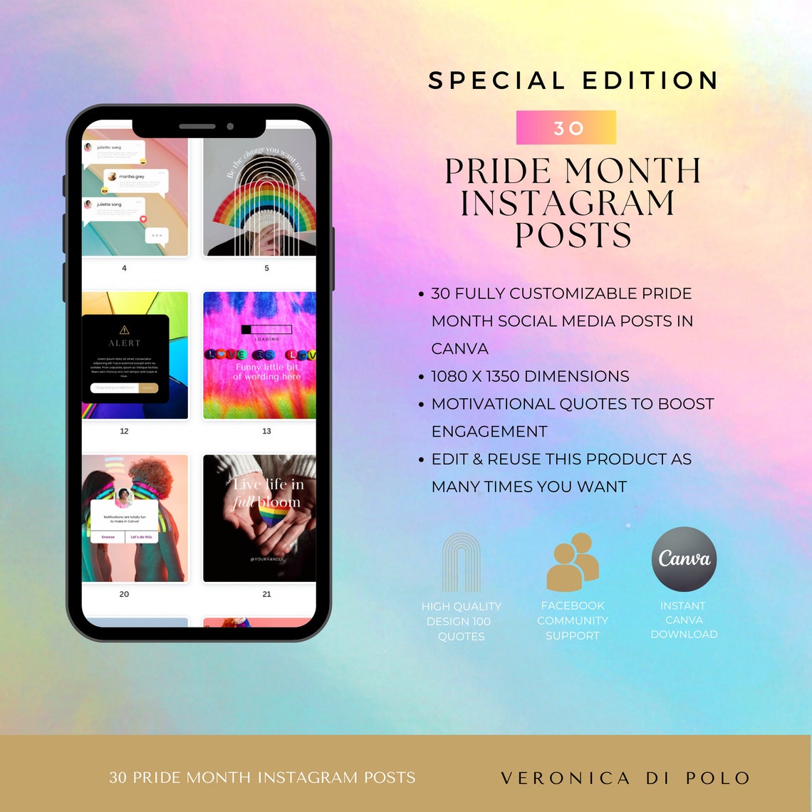 PRIDE Instagram Post Templates LGBTQ Inclusive Pride Flag - Etsy