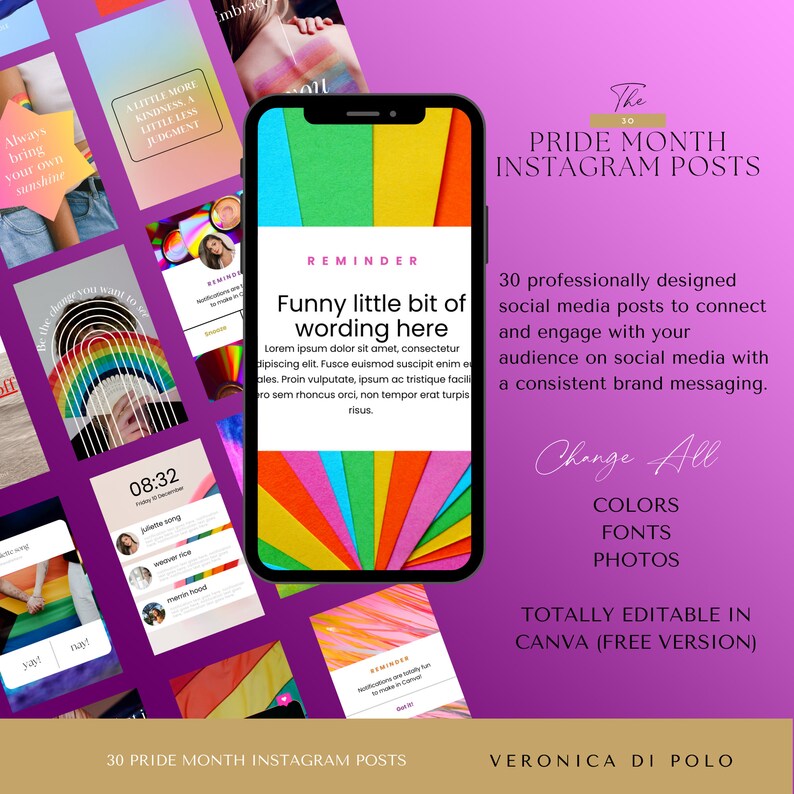 PRIDE Instagram Post Templates LGBTQ Inclusive Pride Flag - Etsy