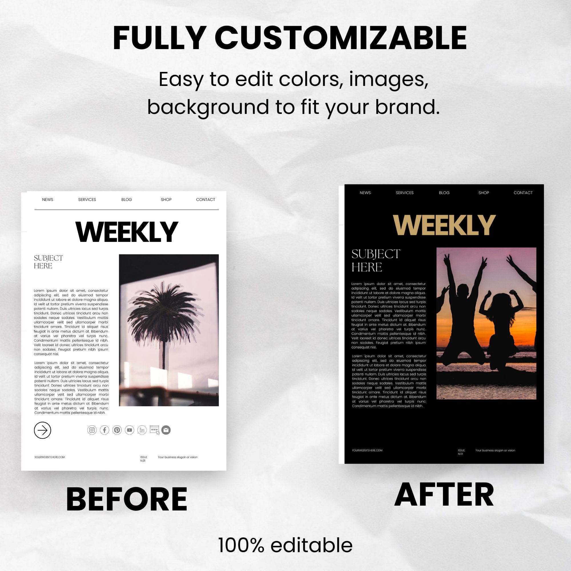 Printable Newsletter Template Monthly & Weekly Newsletter Templates ...