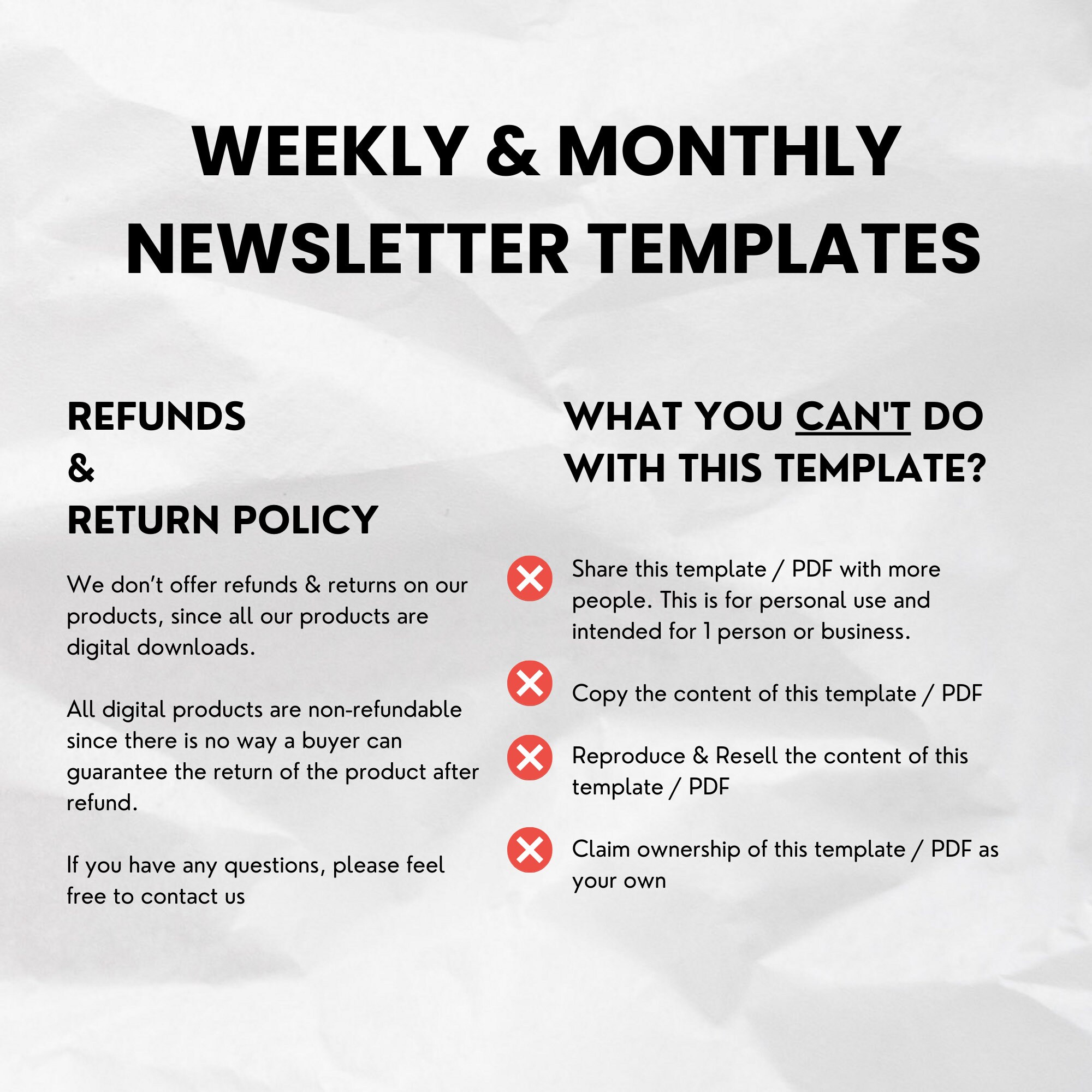 Printable Newsletter Template Monthly & Weekly Newsletter Templates ...