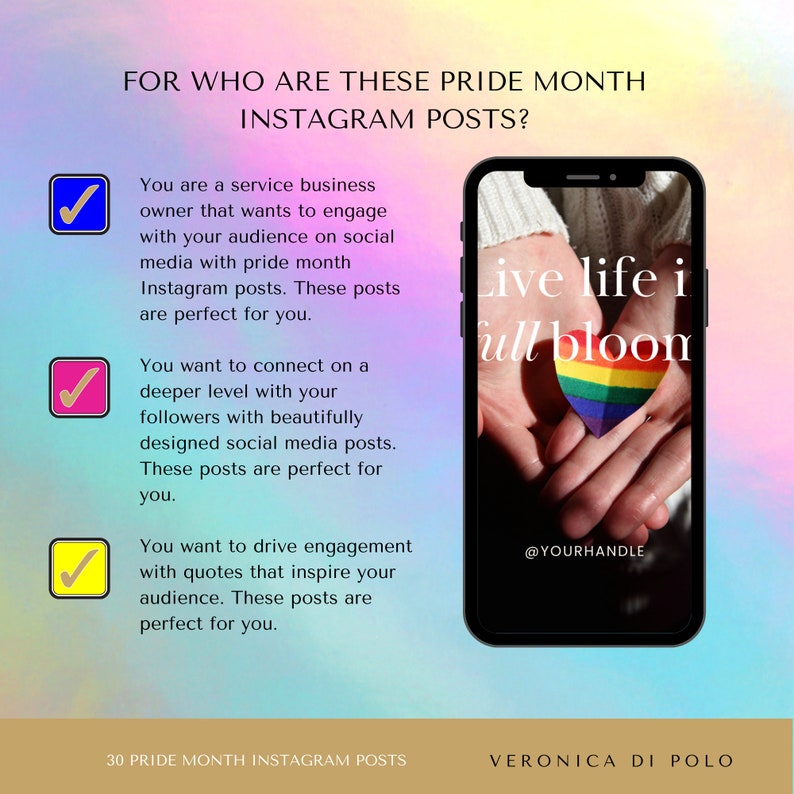 Pride Instagram Post Templates | LGBTQ+ Rainbow Branding Kit (canva) - Etsy