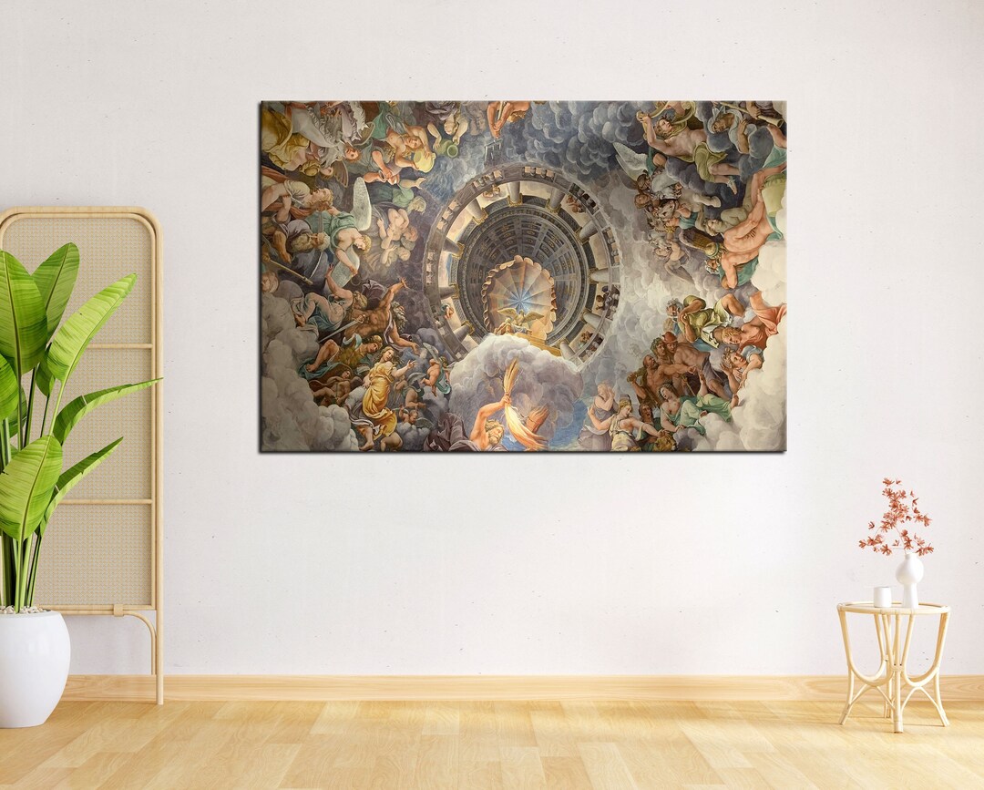 Giulio Romano Reproduction Canvas Print, Romano Home of the Gods Fresco ...