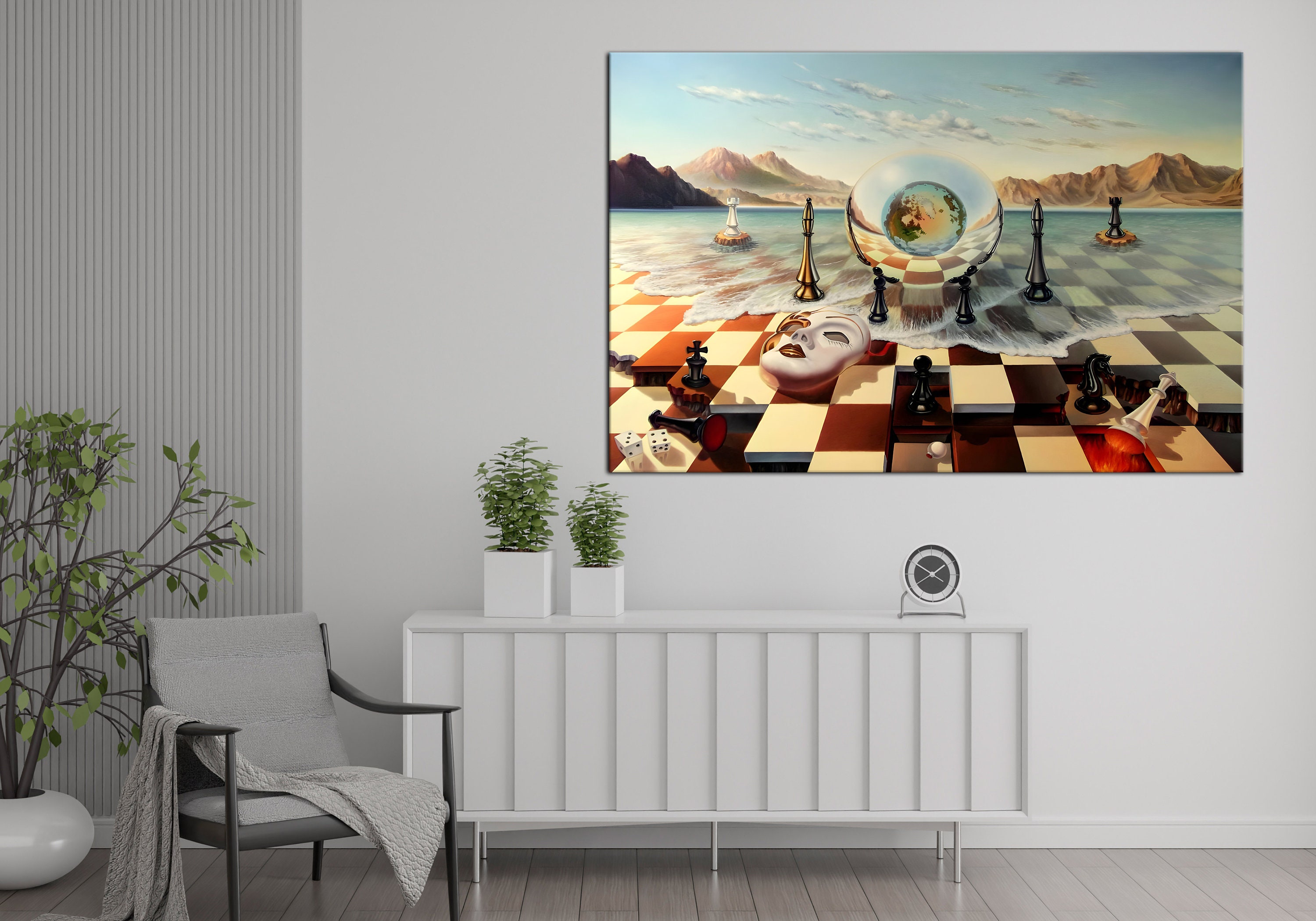 Salvador Dali Chess,wall Decor Chart,salvador Dali Wall Art,surrealism ...