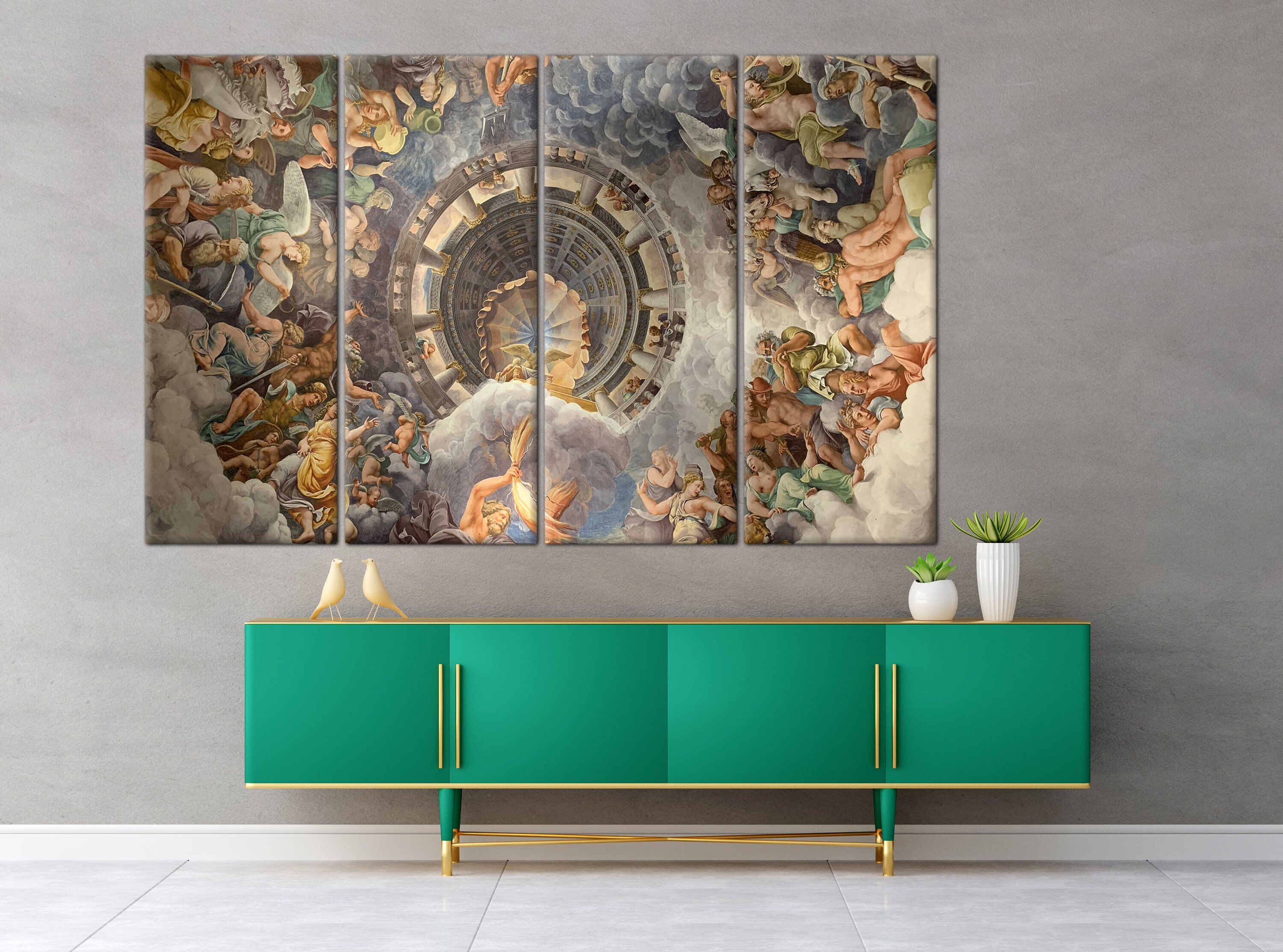 Giulio Romano Reproduction Canvas Print, Romano Home of the Gods Fresco ...