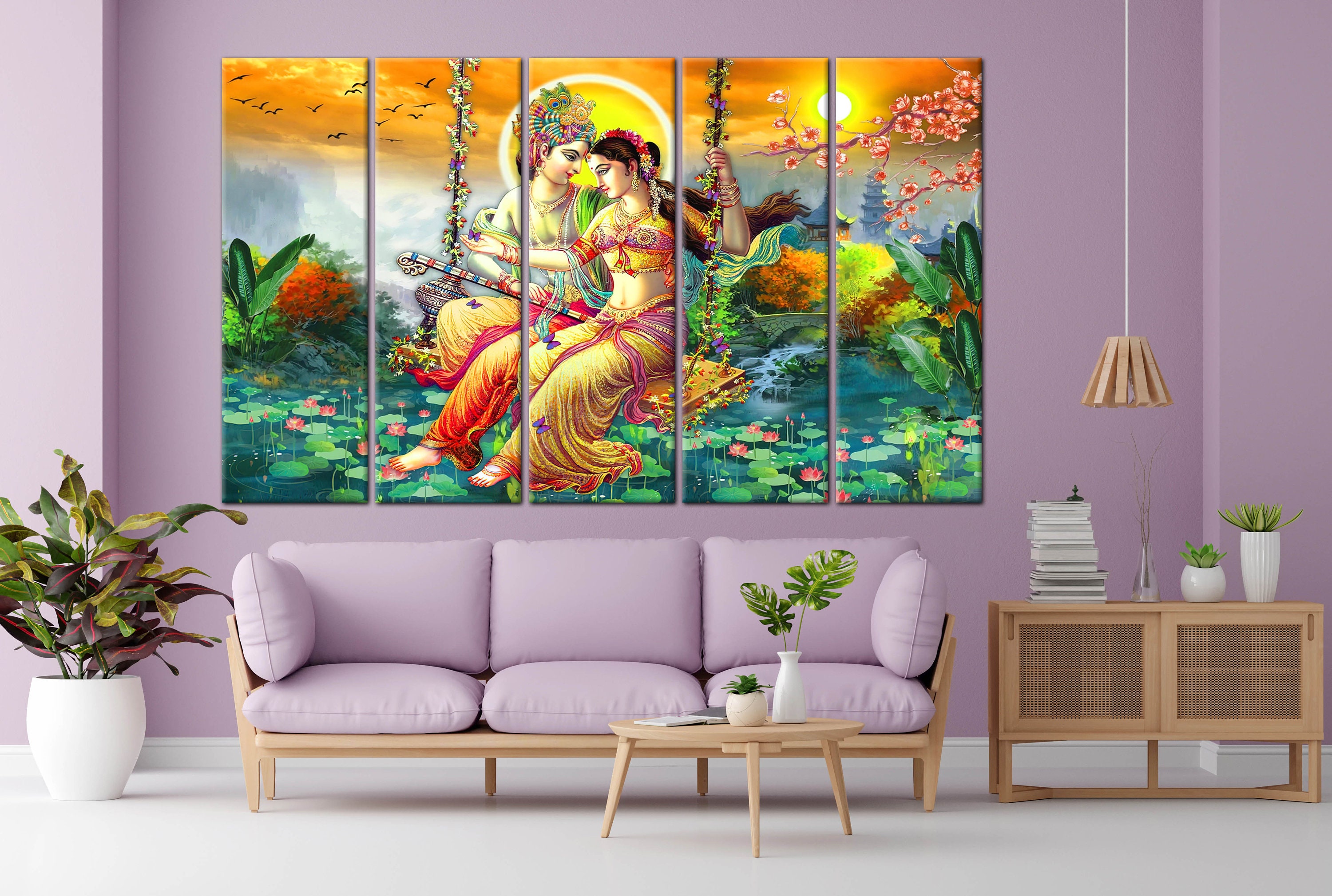 Radha Krishna Canvas Painting, Radha Krishna Print, Indian 3D Canvas ...