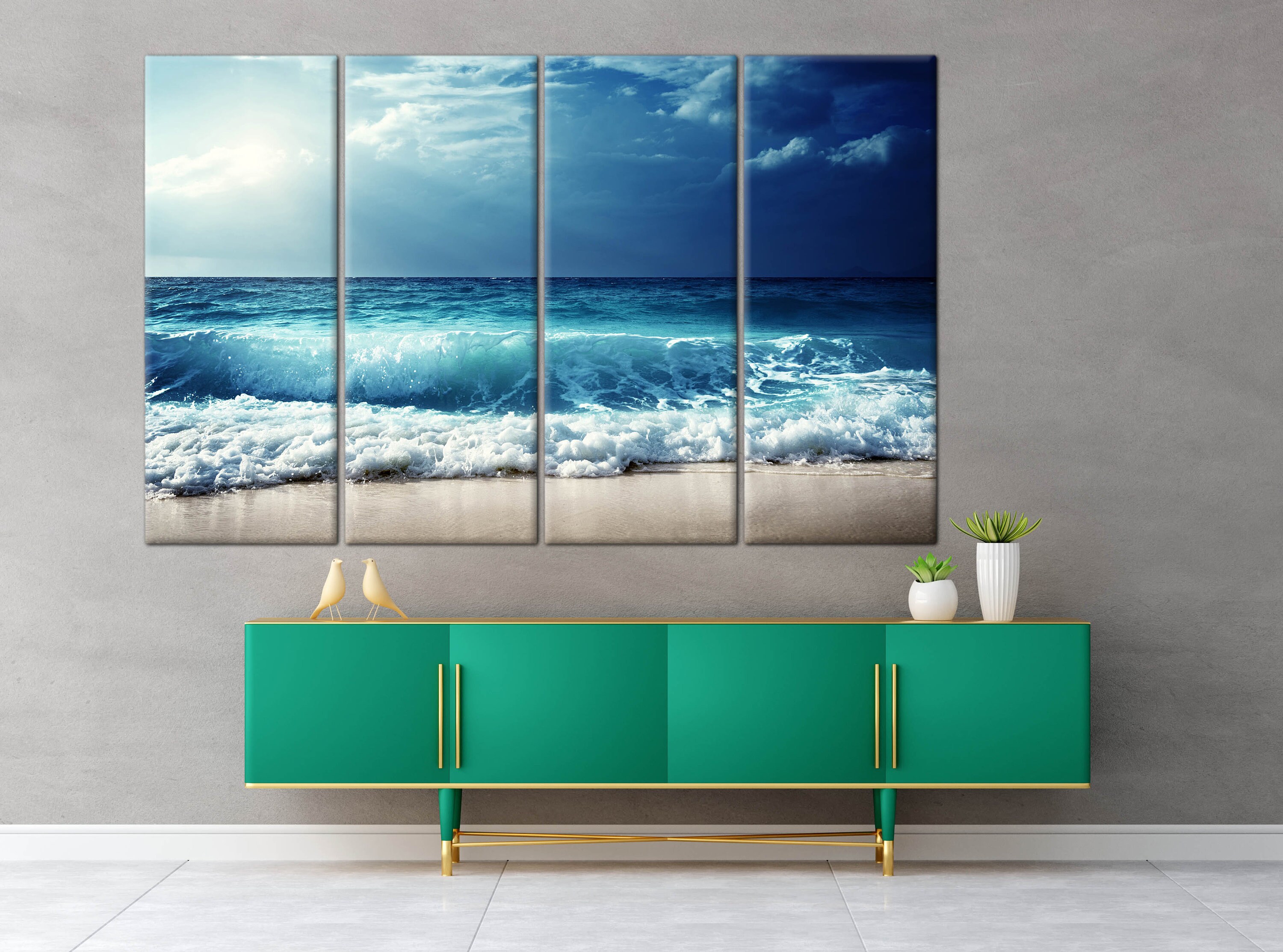Ocean Wall Art,big Ocean Canvas,blue Ocean Art,ocean Sea Canvas,beach ...