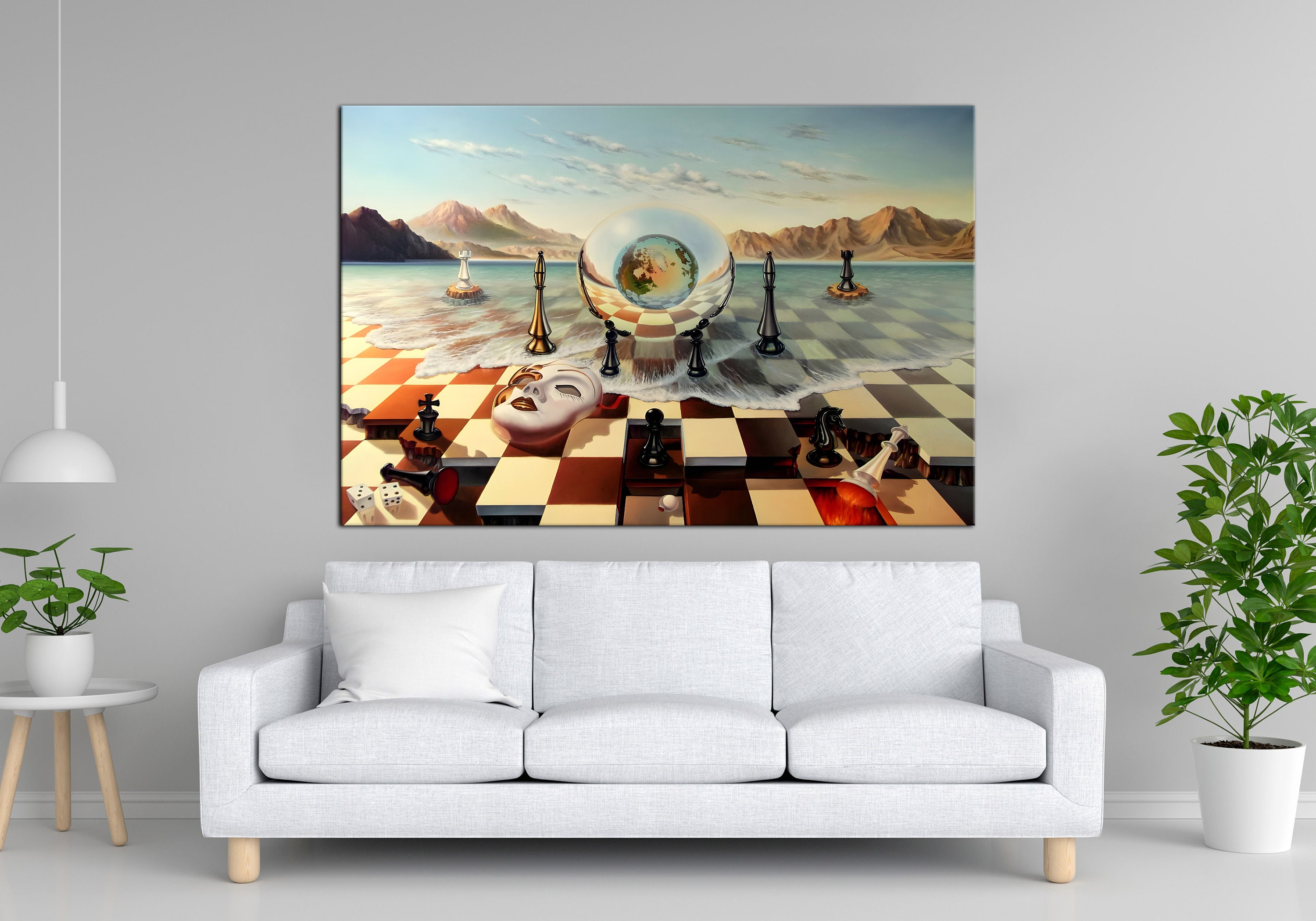 Salvador Dali Chess,wall Decor Chart,salvador Dali Wall Art,surrealism ...