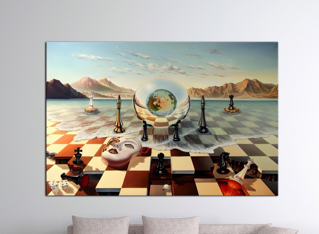 Salvador Dali Chess,wall Decor Chart,salvador Dali Wall Art,surrealism ...