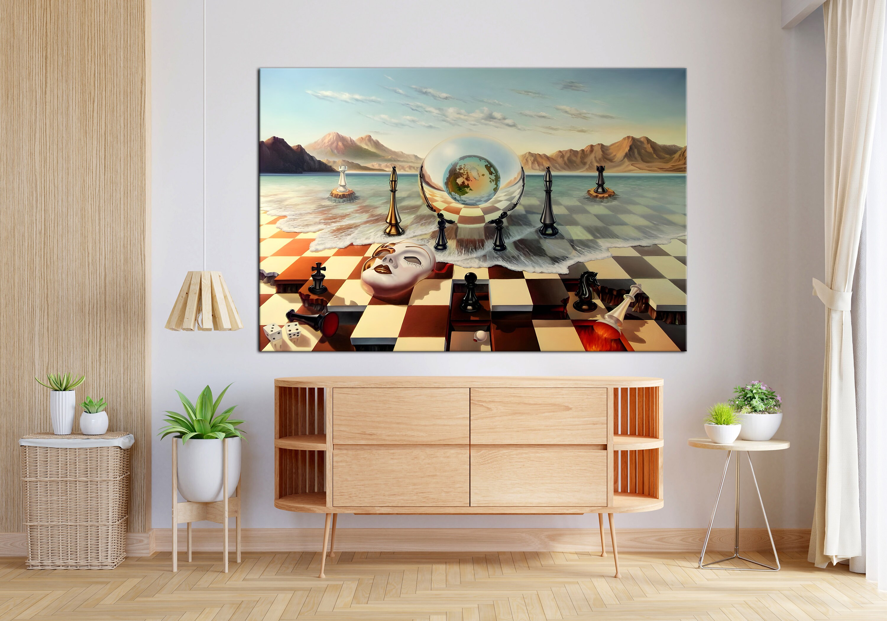 Salvador Dali Chess,wall Decor Chart,salvador Dali Wall Art,surrealism ...