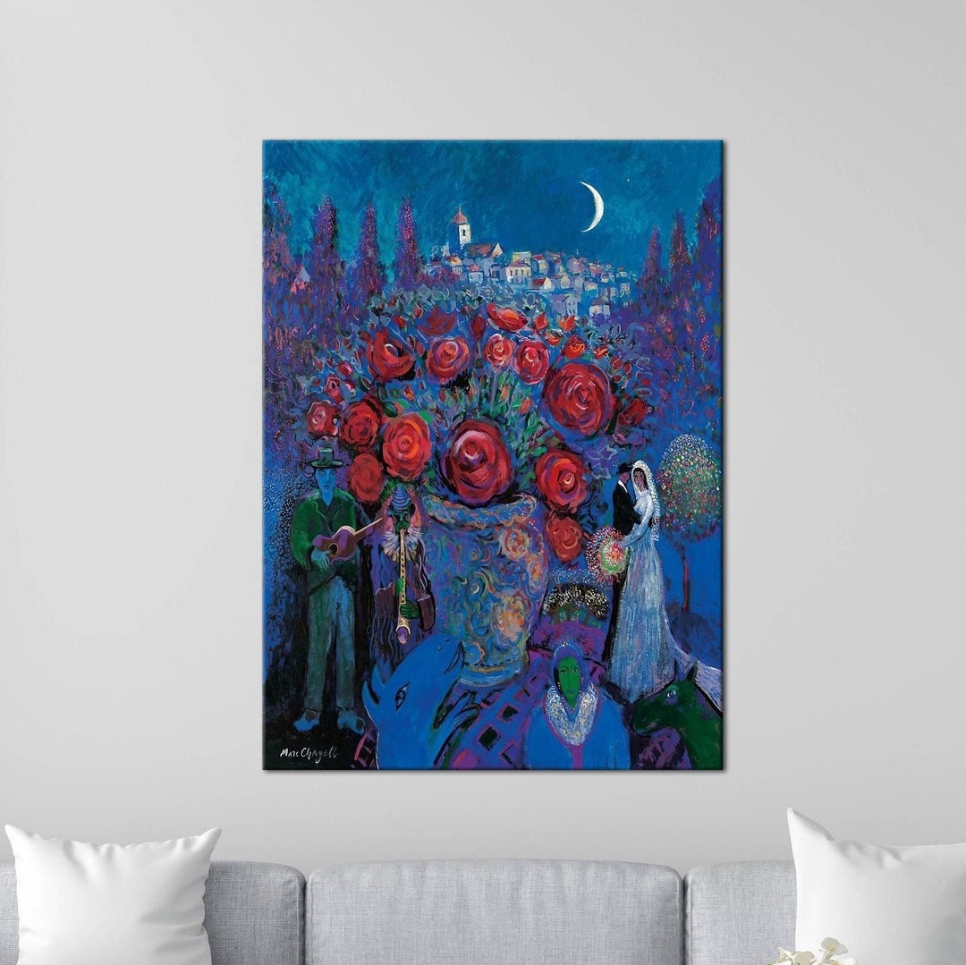 Marc CHAGALL Roses Canvas Wall Art,exhibition Poster Print,surrealism ...