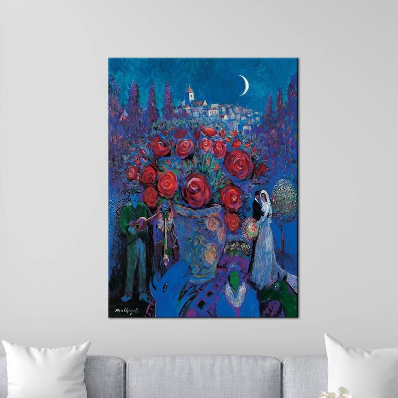 Marc CHAGALL Roses Canvas Wall Art,exhibition Poster Print,surrealism ...