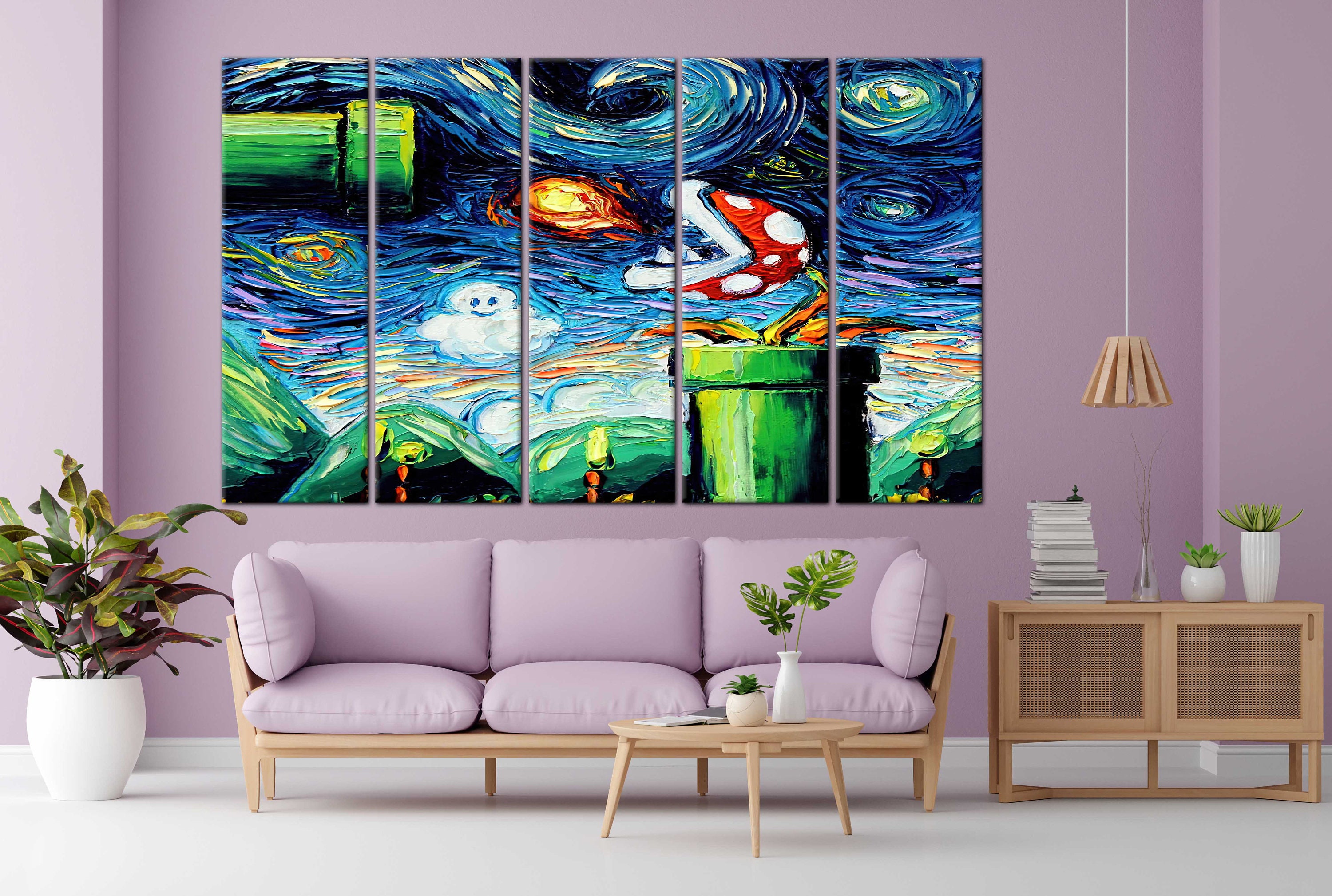 Mario World Gogh Poster Van Gogh Artworks Mario World - Etsy