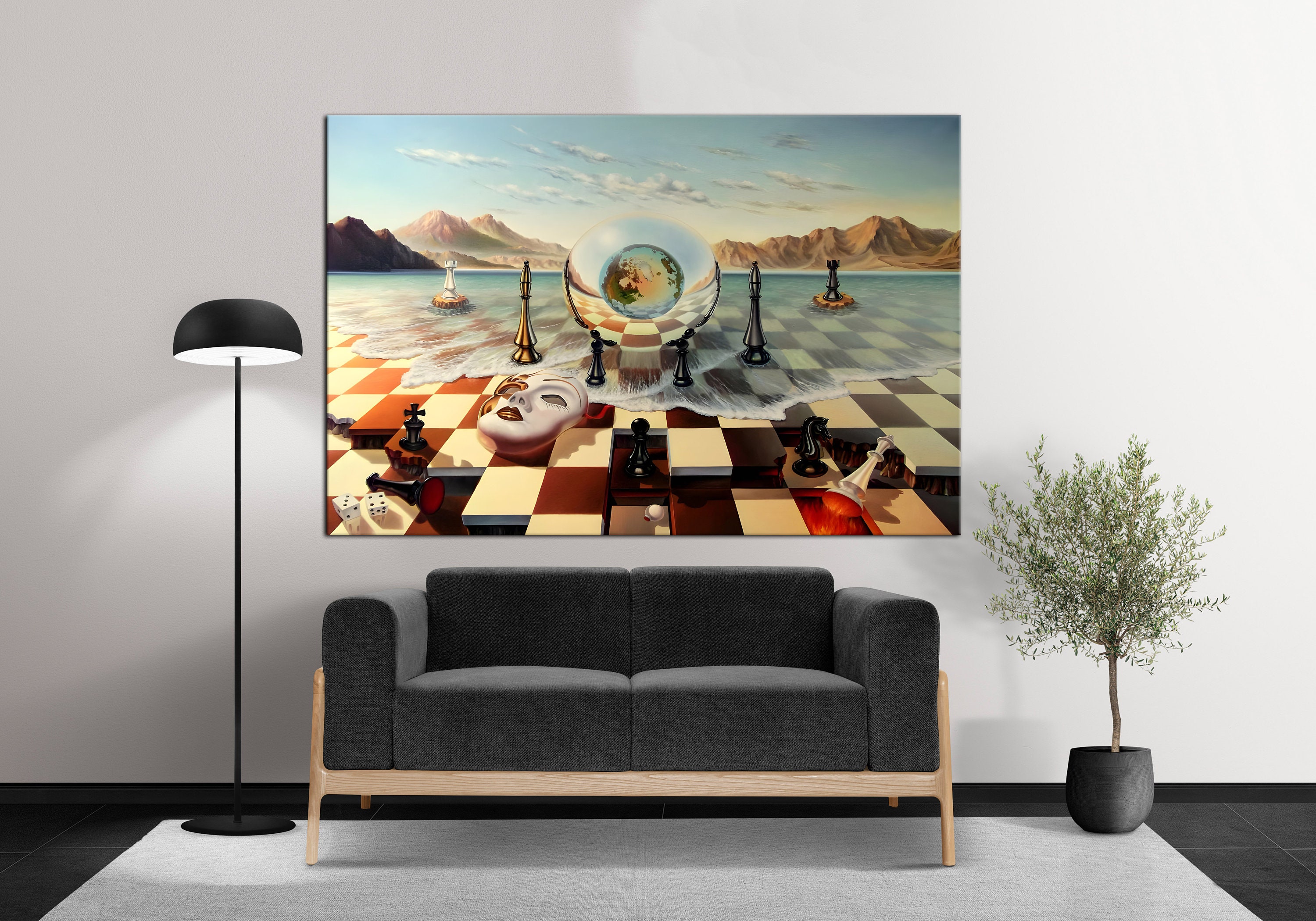 Salvador Dali Chess,wall Decor Chart,salvador Dali Wall Art,surrealism ...
