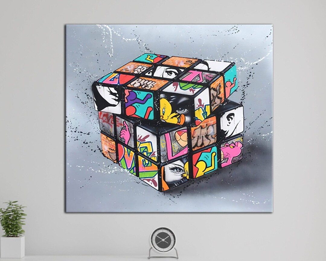 Rubiks Cube Grafftii Printing,graffiti Wall Art,graffiti Puzzle Canvas ...