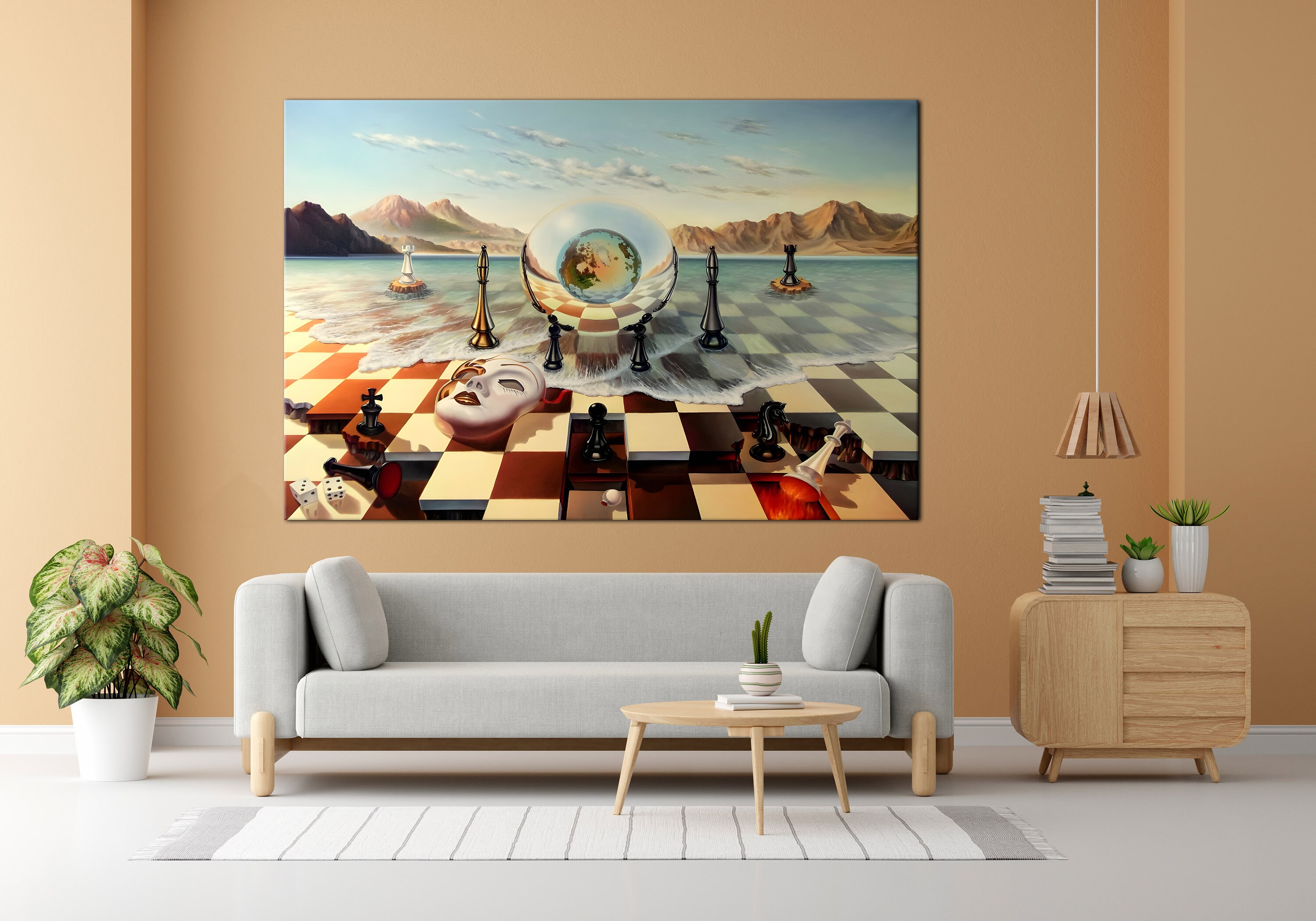 Salvador Dali Chess,wall Decor Chart,salvador Dali Wall Art,surrealism ...
