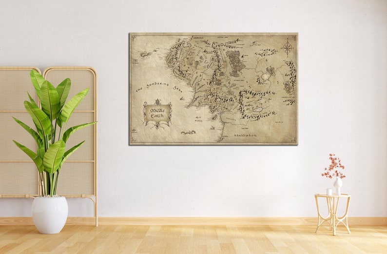 Middle Earth Map Canvas,lord of the Rings World Map,best Fantasy Movie ...
