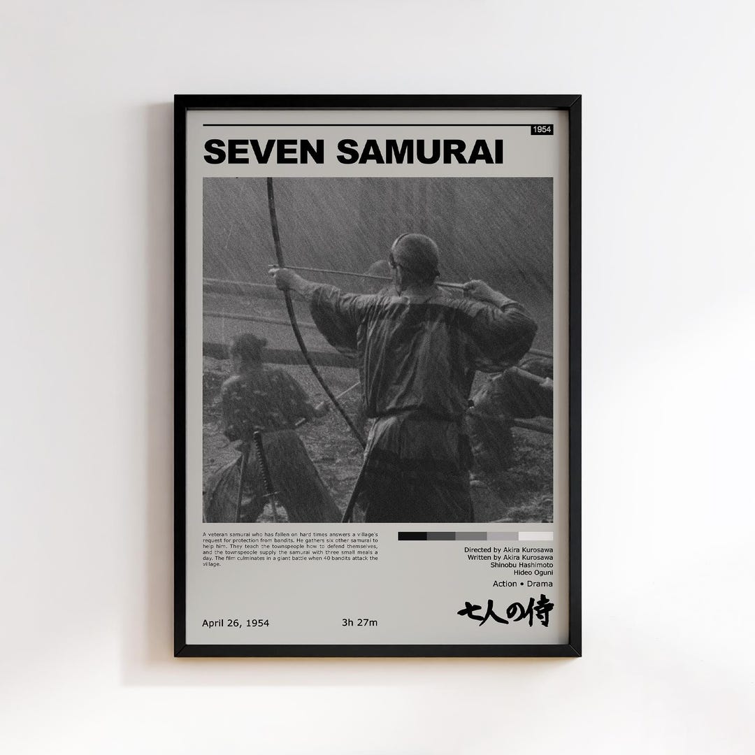 Seven Samurai Movie Poster Printable Poster Film Poster Digital Art ...